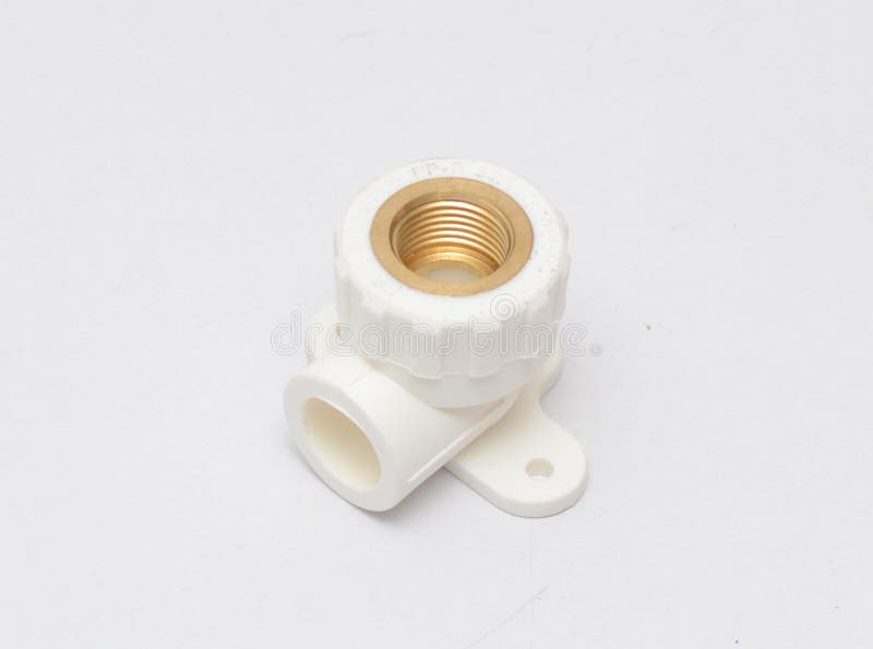 90 Degrees PPR Elbow with Interior Thread and Fixing Clamps Stock Photo ...