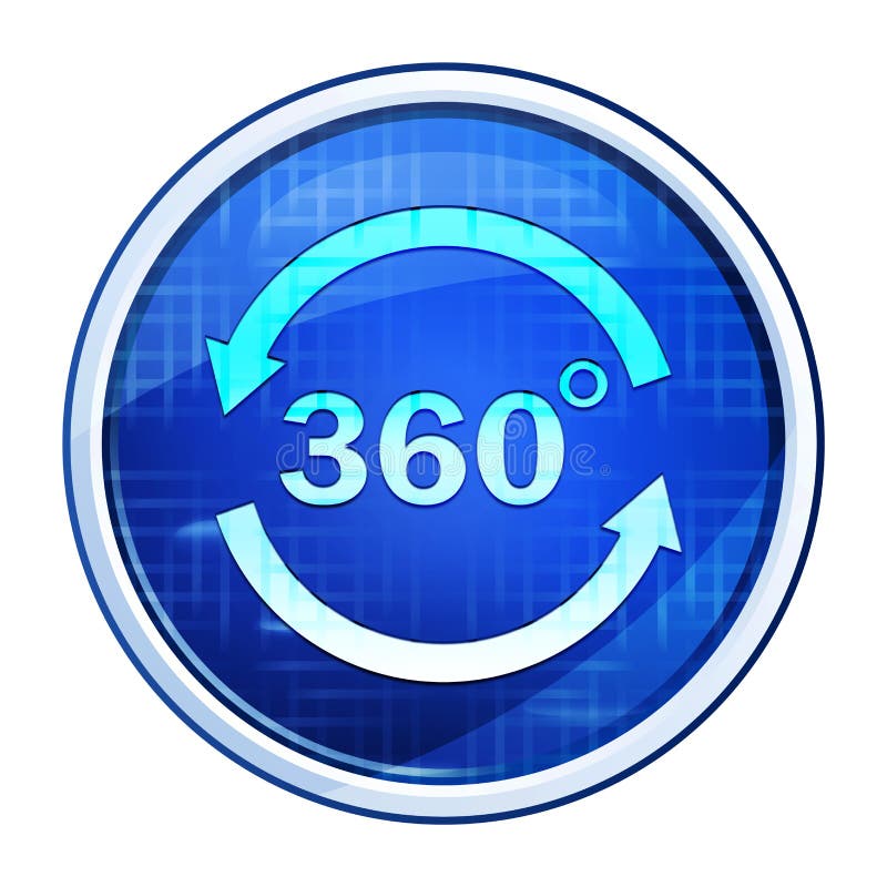 360 Degrees Rotate Arrow Icon Futuristic Blue Round Button Vector ...