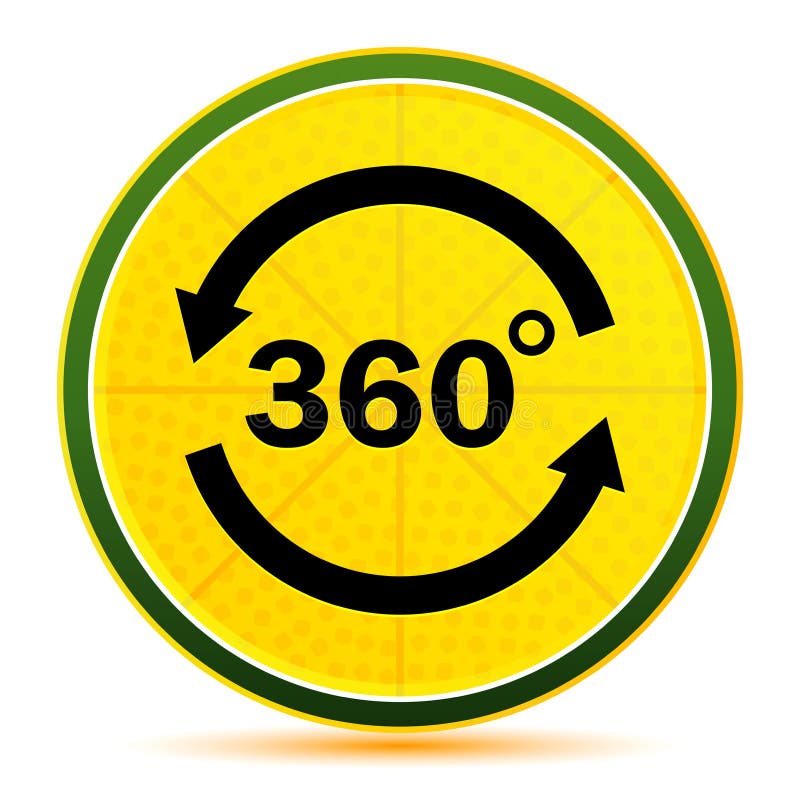 360 Degrees Rotate Arrow Icon Lemon Lime Yellow Round Button ...