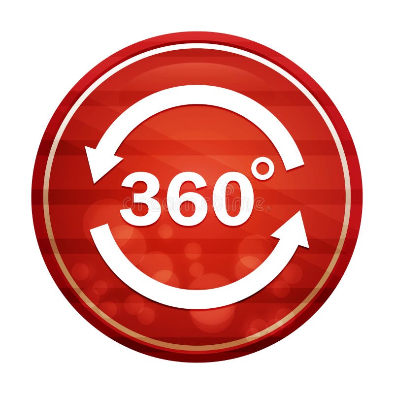 360 Degrees Rotate Arrow Icon Realistic Diagonal Motion Red Round ...