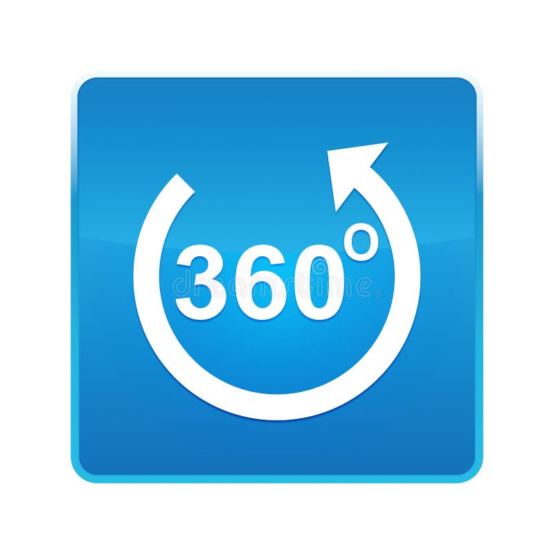 360 Degrees Rotate Arrow Icon Shiny Blue Square Button Stock ... 360 Degrees Rotate Arrow Icon Shiny Blue Square Button Stock ...