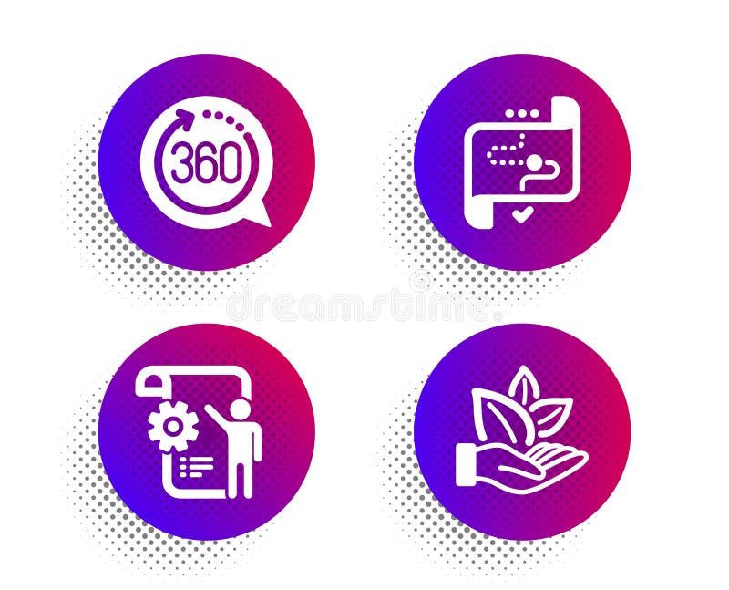 360 Degrees, Settings Blueprint and Target Path Icons Set. Organic ...