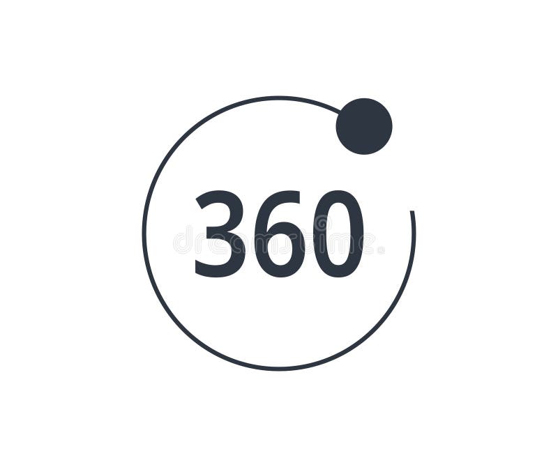 360 Degrees Sign Icon. Concept of Full Rotation and 360 Angle Stock ...