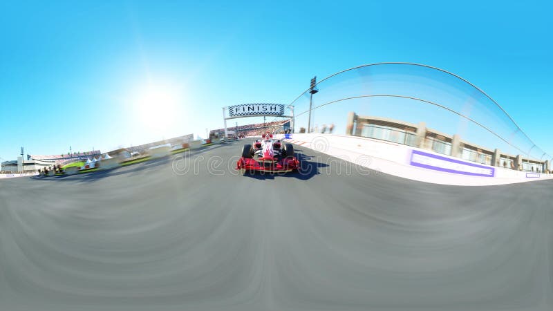 360 Degrees, Spherical Video. Race Car. Very Fast Driving 3d Rendering ...