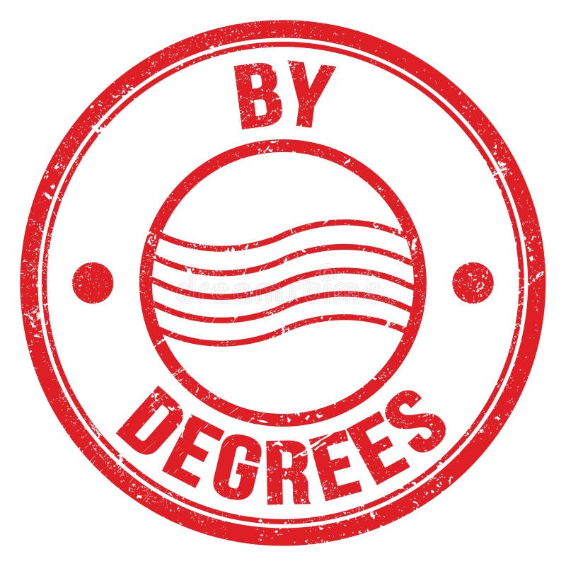 By DEGREES Text on Red Round Postal Stamp Sign Stock Illustration ...