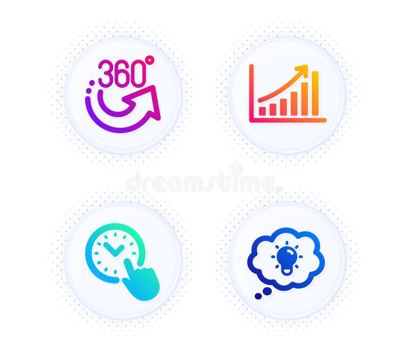 360 Degrees, Time Management and Graph Chart Icons Set. Energy Sign ...