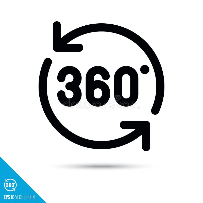 360 Degrees UI Symbol Vector Line Icon Stock Vector - Illustration of ...