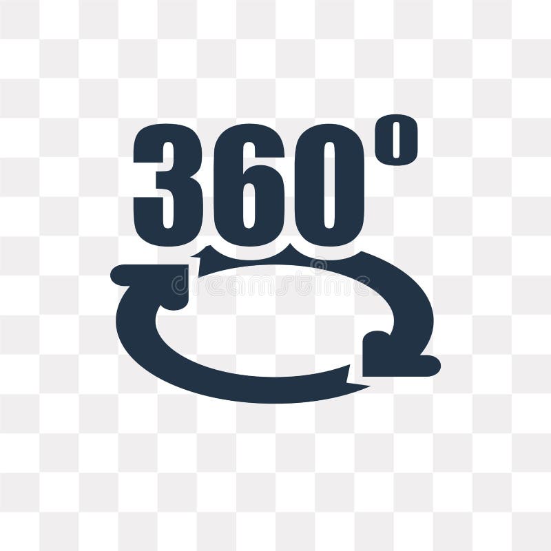 360 Degrees Vector Icon Isolated on Transparent Background, 360 Stock ...