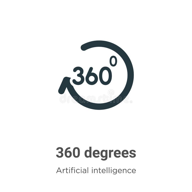 360 Degrees Vector Icon on White Background. Flat Vector 360 Degrees ...