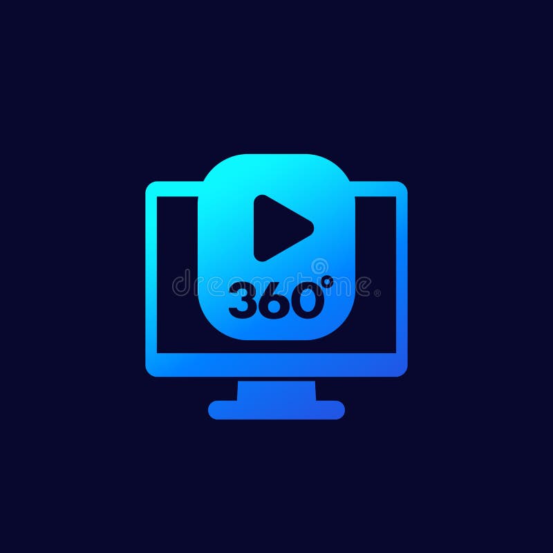 360 Degrees Video Content, Icon for Web Stock Vector - Illustration of ...