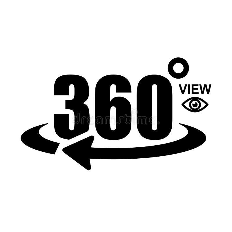 360 Degrees View Icon Isolated on Background Stock Vector ...