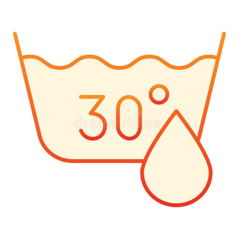 Wash At 30 Degrees Icon, Flat Style Stock Vector - Illustration of ...