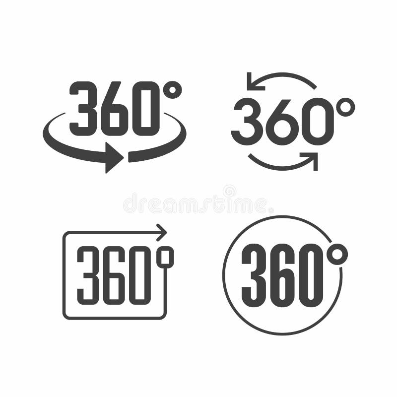 360 Degrés De Vue D'icône De Signe Illustration de Vecteur - Illustration du bouton, cercle ...
