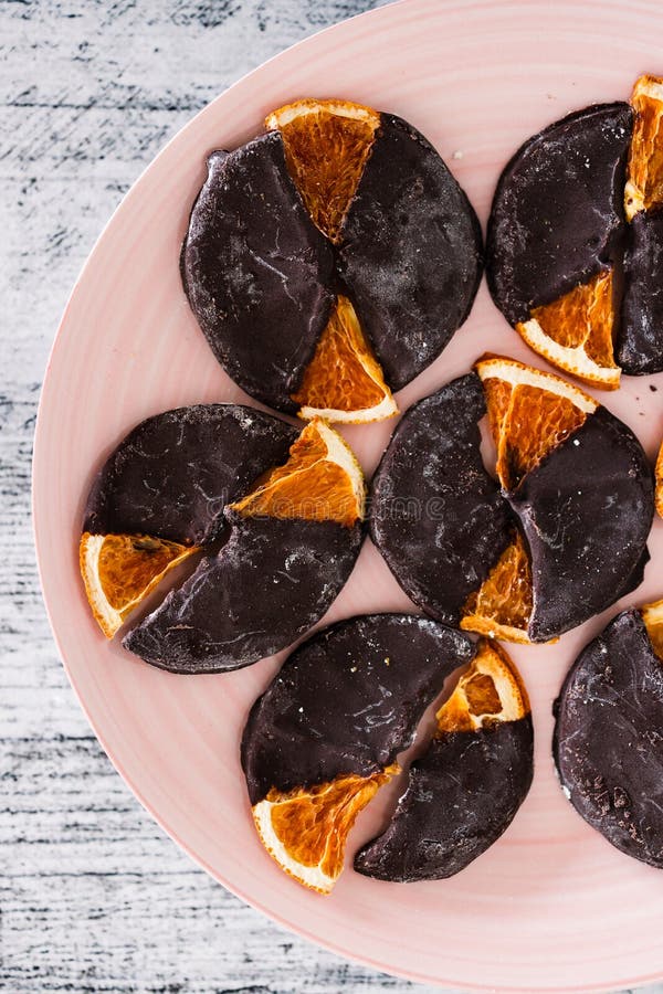Dehydrated Orange Slices Covered in Dark Chocolate, Plant-based Sweets ...