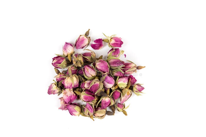 Dehydrated Pink Rose Buds Top Down View Isolated Over White Stock Image ...