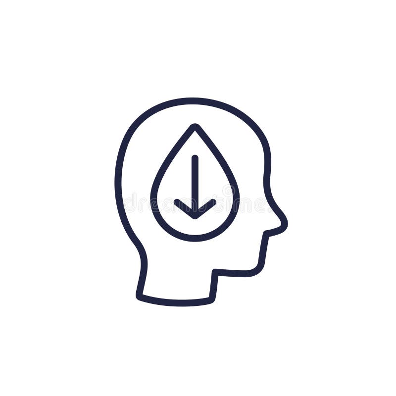 Dehydration Line Icon with a Human Head Stock Vector - Illustration of ...