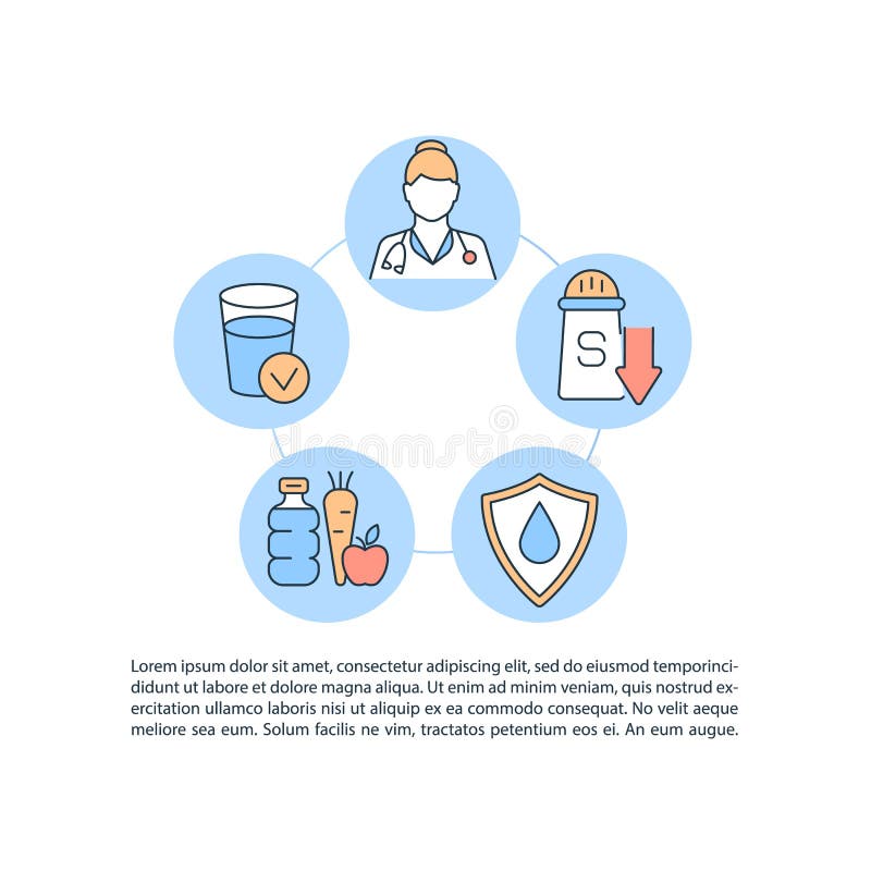 Dehydration Treatment Concept Line Icons with Text Stock Vector ...