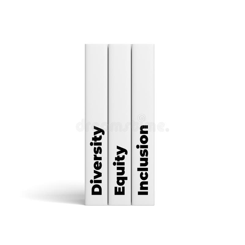 DEI. Diversity, Equity, and Inclusion.Three Books. Spine. Stock ...