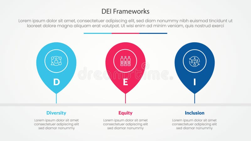 DEI Frameworks Infographic Concept for Slide Presentation with Pin ...
