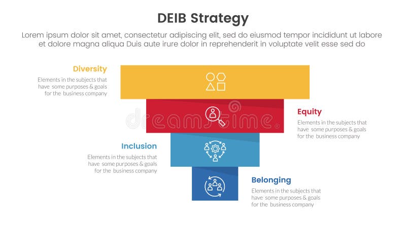 DEIB Diversity Strategy Infographic 4 Point Stage Template with Pyramid ...