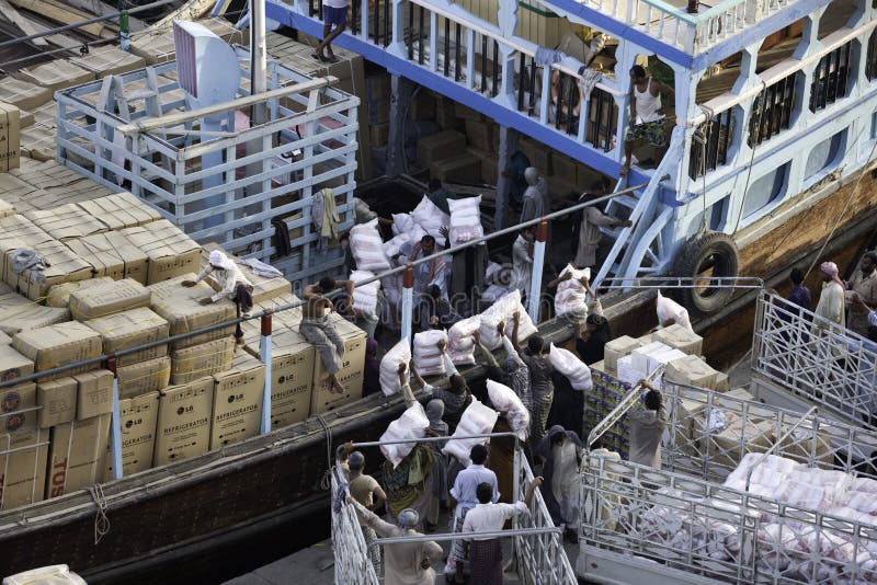 Dhow Port & Cityscape of Old Dubai Stock Photo - Image of creek ...