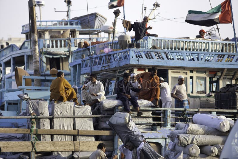 Dhow Port & Cityscape of Old Dubai Stock Photo - Image of creek ...