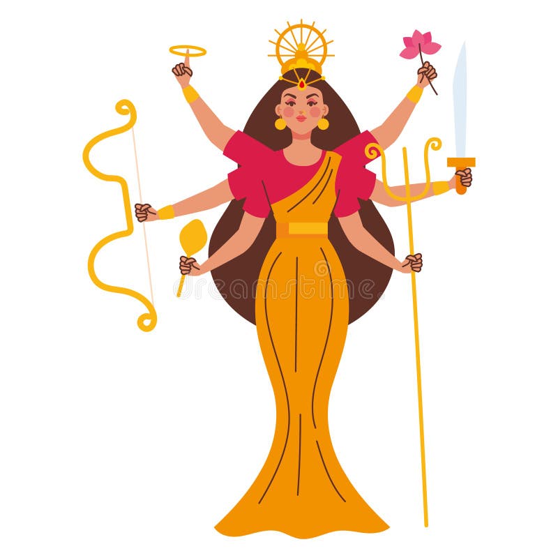 Deity Durga Navratri Character Stock Vector - Illustration of face ...
