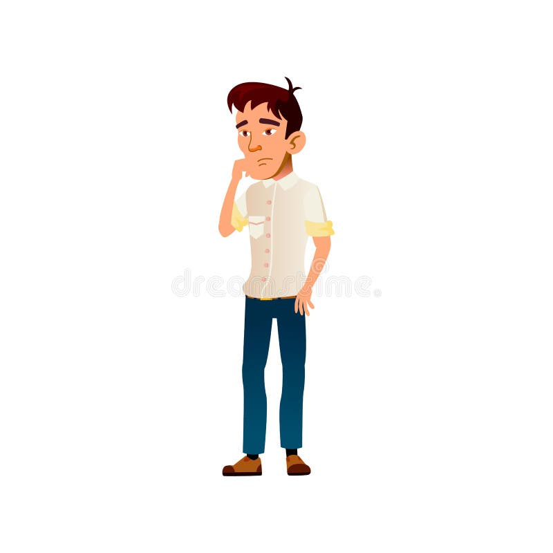 Dejected Boy Thinking Cartoon Vector Stock Vector - Illustration of ...