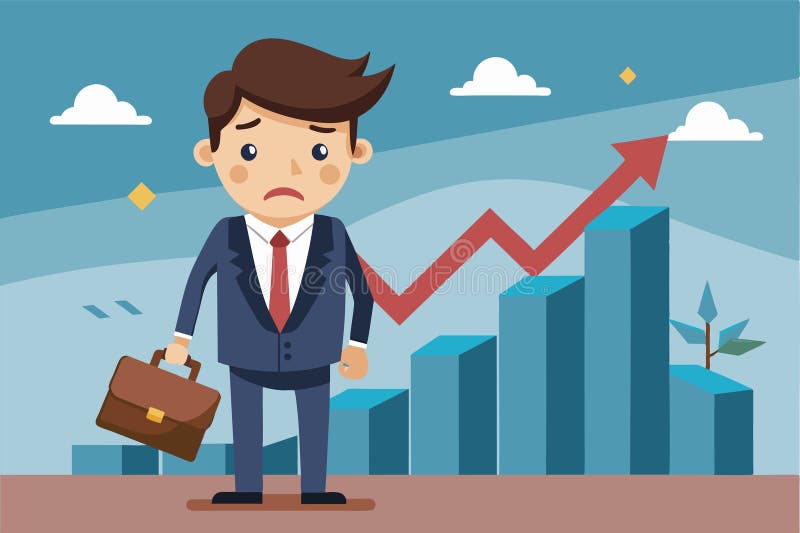 A Dejected Businessman Stands with a Briefcase As a Graph Behind Him ...