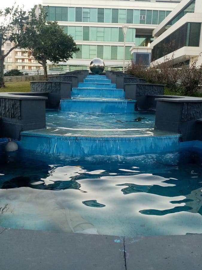 Decorative Waterfall Near the Hotel Stock Photo - Image of park ...