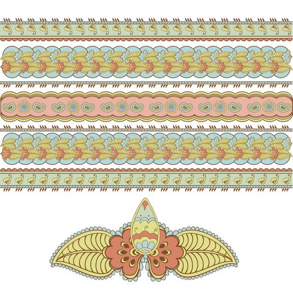 Dekorativa Indiska Symboler Stock Illustrationer - Illustration av ...