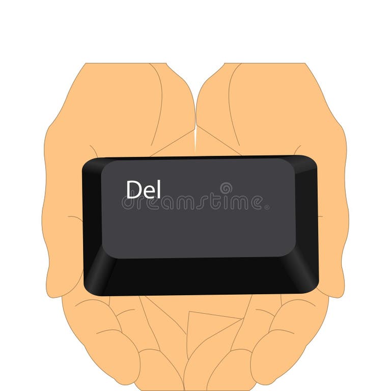 Hands Holding the Del Button Key from a Keyboard Stock Illustration ...