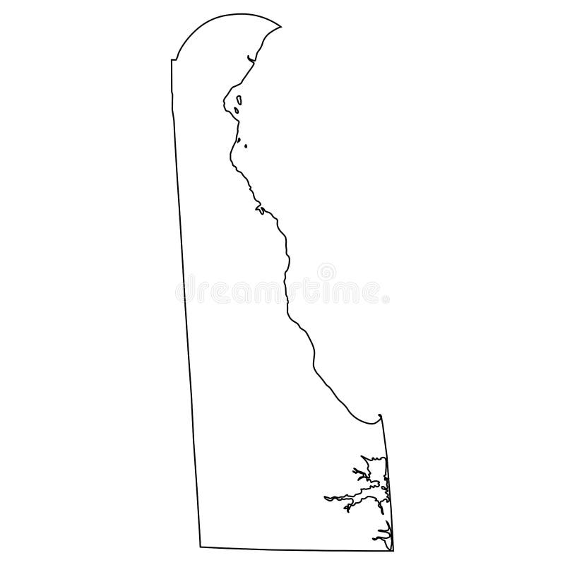 Delaware DE State Maps USA. Black Silhouette and Outline Isolated on a ...