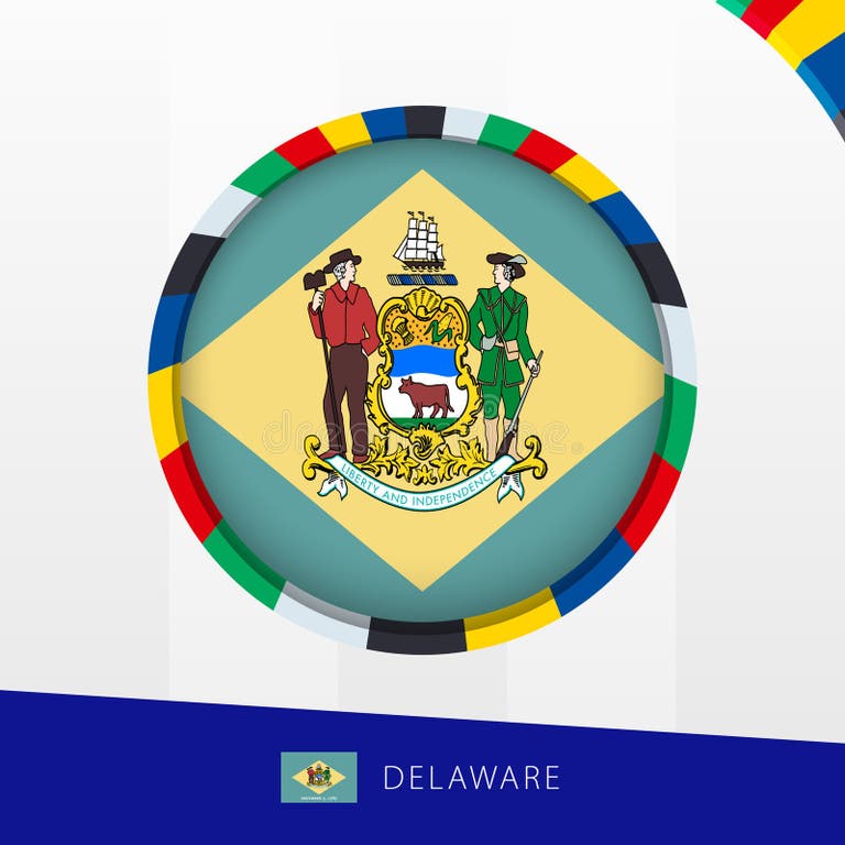 Delaware Flag with Colorful Circle Border Stock Vector - Illustration ...