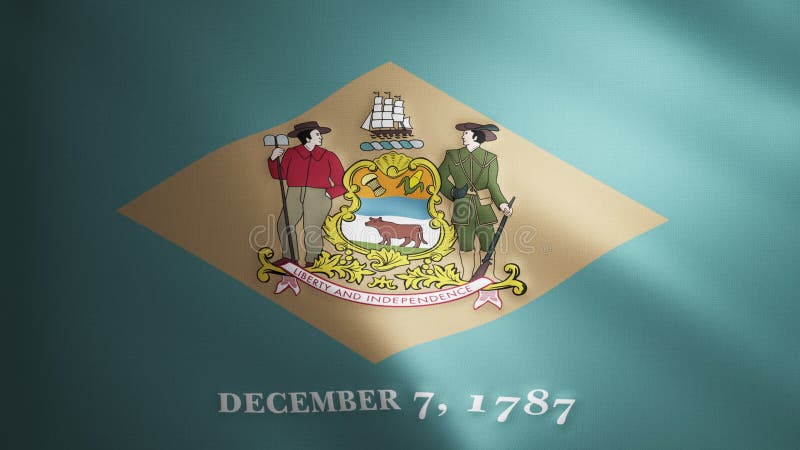 Delaware Flag with Fabric Texture that Moves in the Wind. Smooth ...