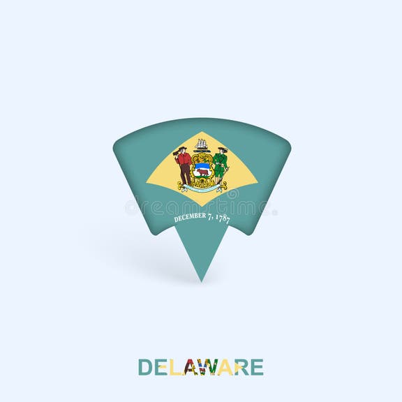 Delaware Flag Map Pointer Design with Shadow Stock Vector ...