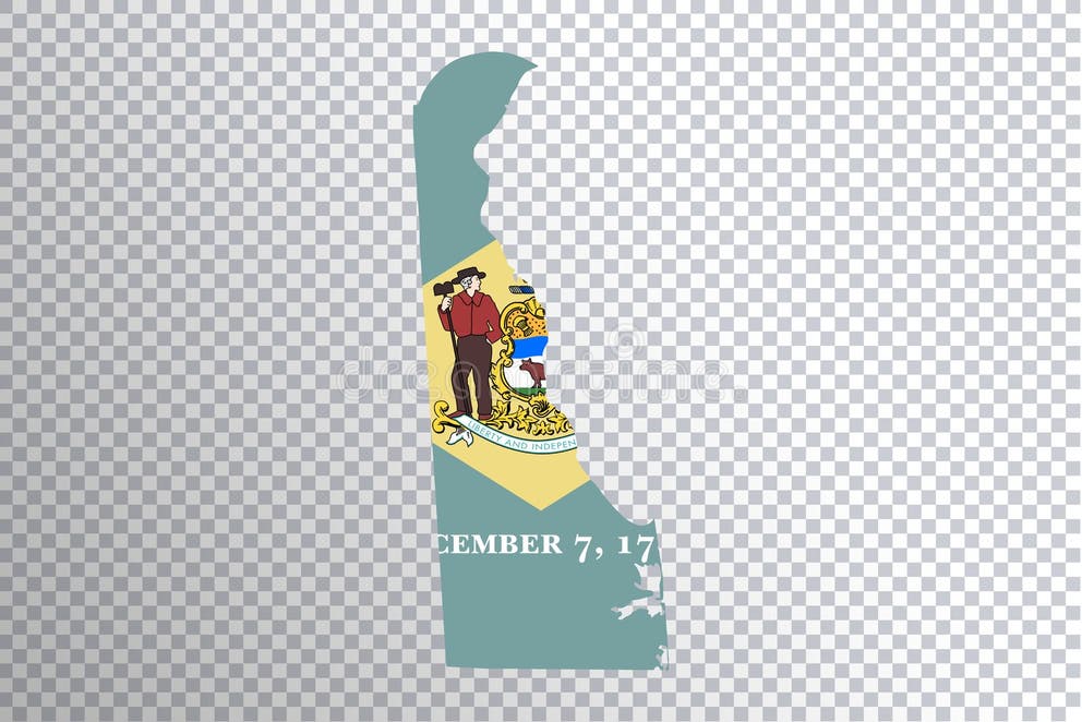 Delaware Flag on Map, Transparent Background Stock Illustration ...