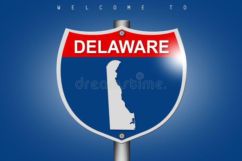 Delaware map on road sign. stock vector. Illustration of road - 127613487