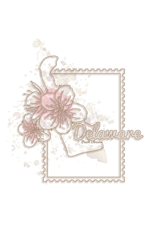 Delaware Map with Flower. Vector Illustration Decorative Design Stock ...