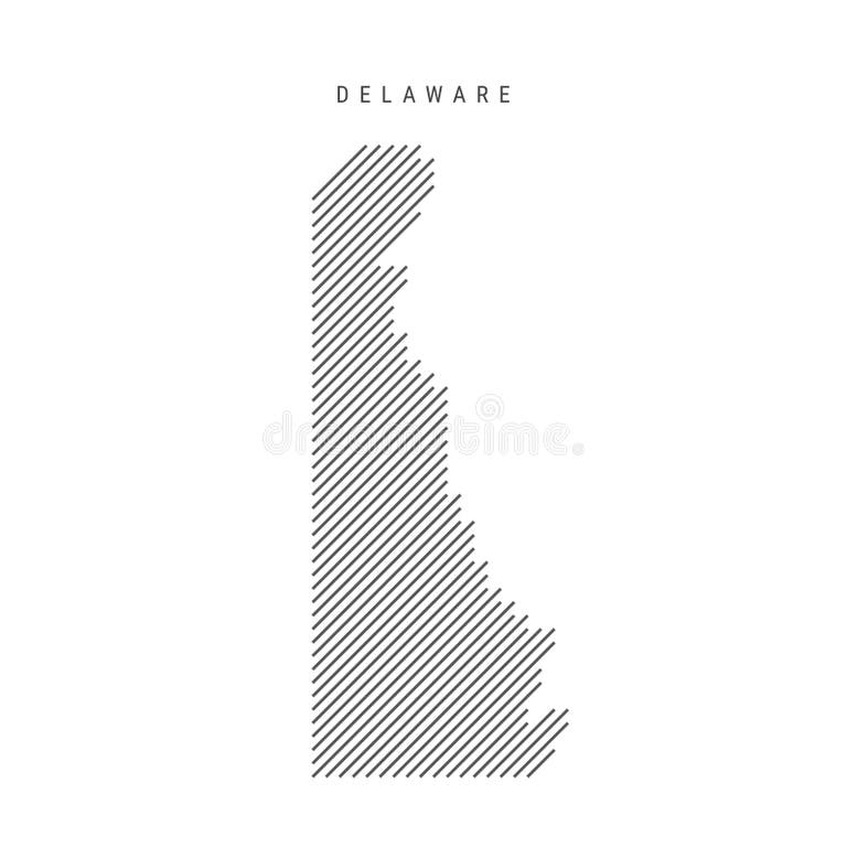 Delaware Map from Pattern of Black Slanted Parallel Lines. Flat Vector ...