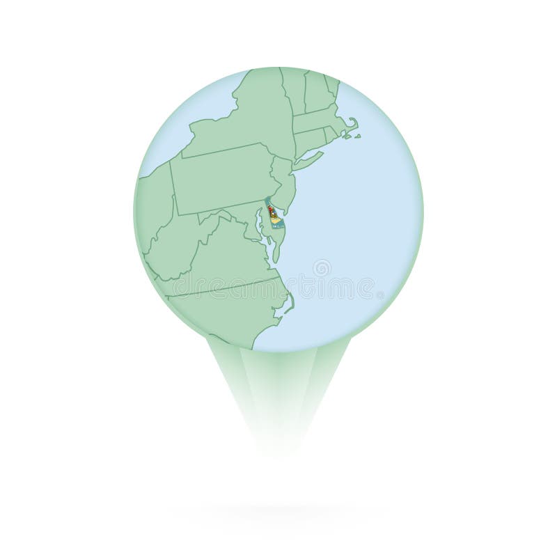 Delaware Map, Stylish Location Icon with Delaware Map and Flag Stock ...