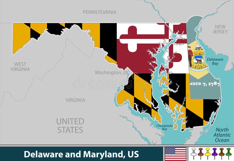 Delaware and Maryland, United States Stock Vector - Illustration of ...