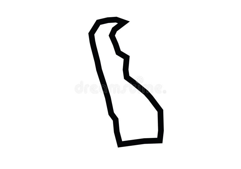 Delaware Outline Map State Shape USA America Borders Stock Vector ...