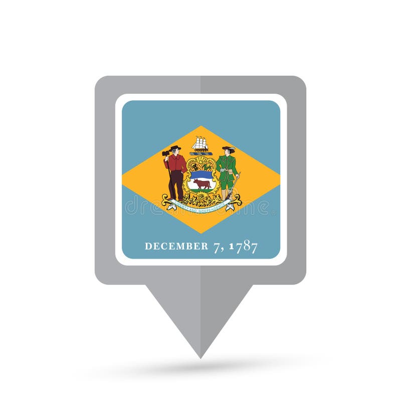 Delaware State Flag Map Icon Stock Vector - Illustration of states ...