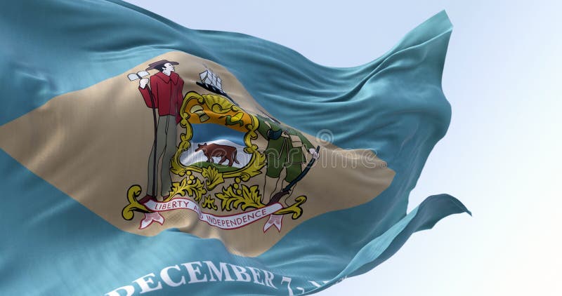 Delaware State Flag Waving on a Clear Day Stock Illustration ...