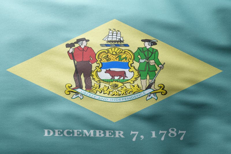 Delaware State Flag Waving in the Wind. Close Up Stock Photo - Image of ...