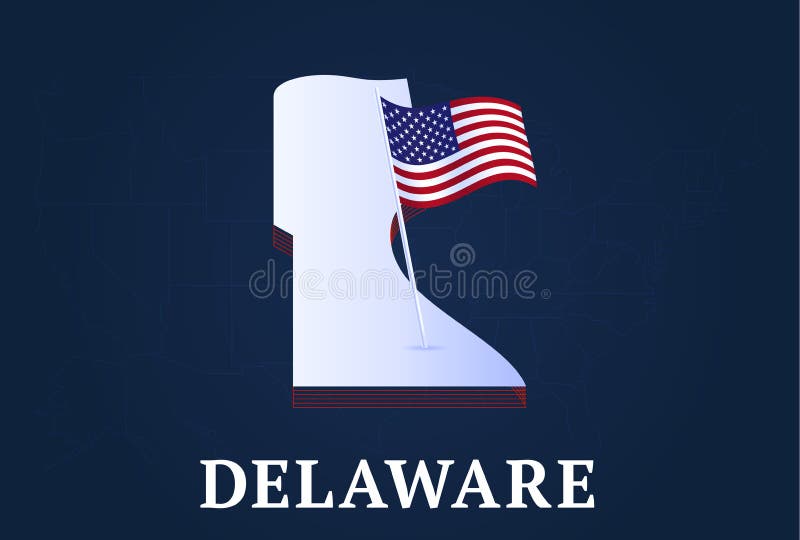 Delaware State Isometric Map and USA Natioanl Flag 3D Isometric Shape ...