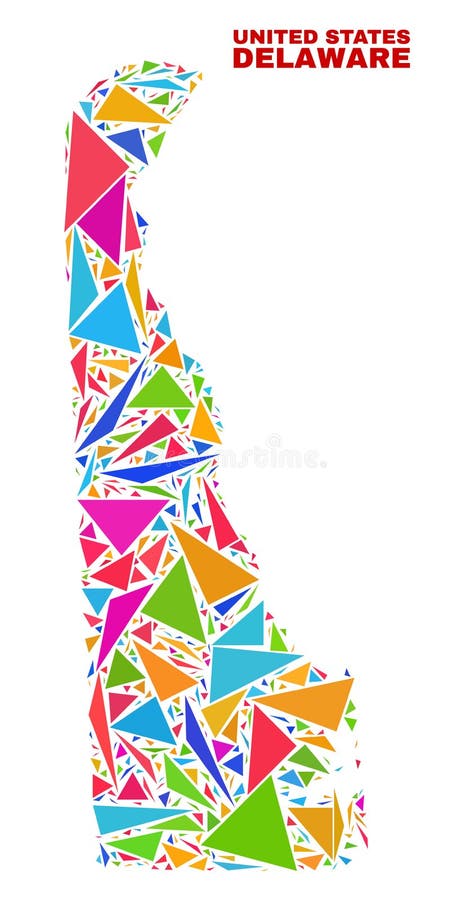Delaware State Map - Mosaic of Color Triangles Stock Vector ...