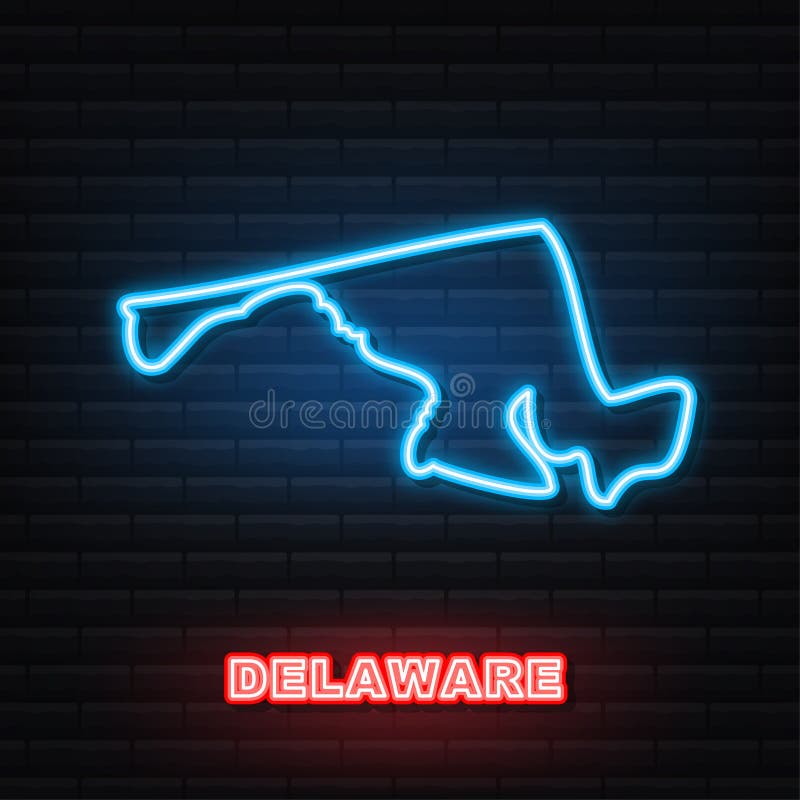 Delaware State Map Outline Neon Icon. Vector Illustration. Stock Vector ...