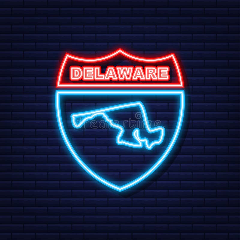 Delaware State Map Outline Neon Icon. Vector Illustration. Stock Vector ...